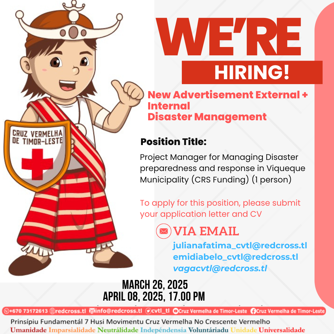 New Advertisement (Project Manager for Managing Disaster preparedness ...